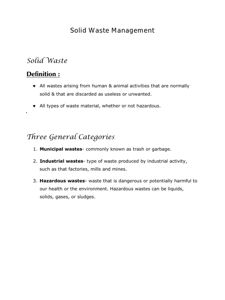 Solid Waste Management Word | PDF | Waste Management | Municipal Solid ...