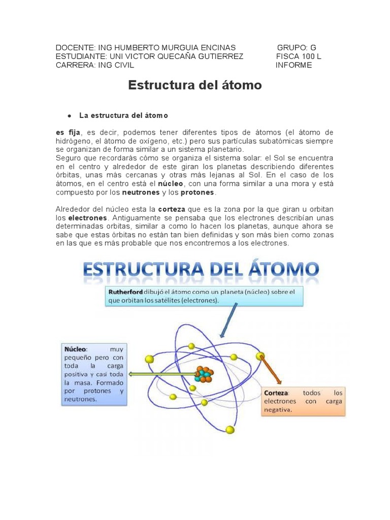 Estructura Del Atomo | PDF | Cuarc | Partículas fisicas