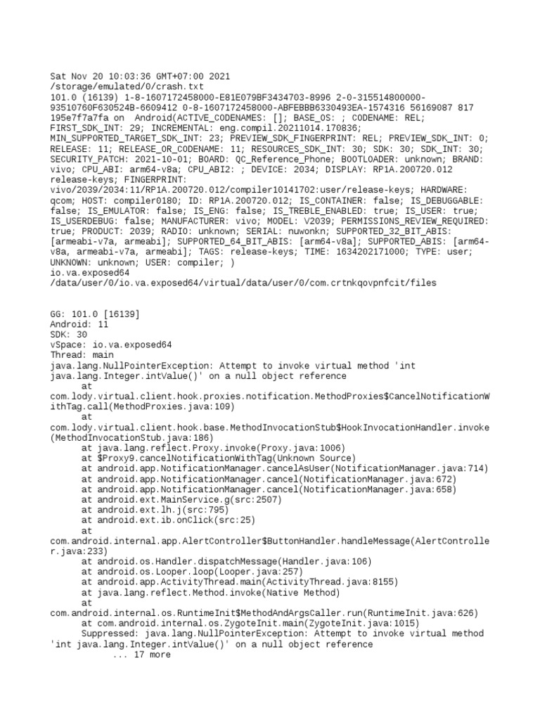 Crash | PDF | Java (Programming Language) | Android (Operating System)