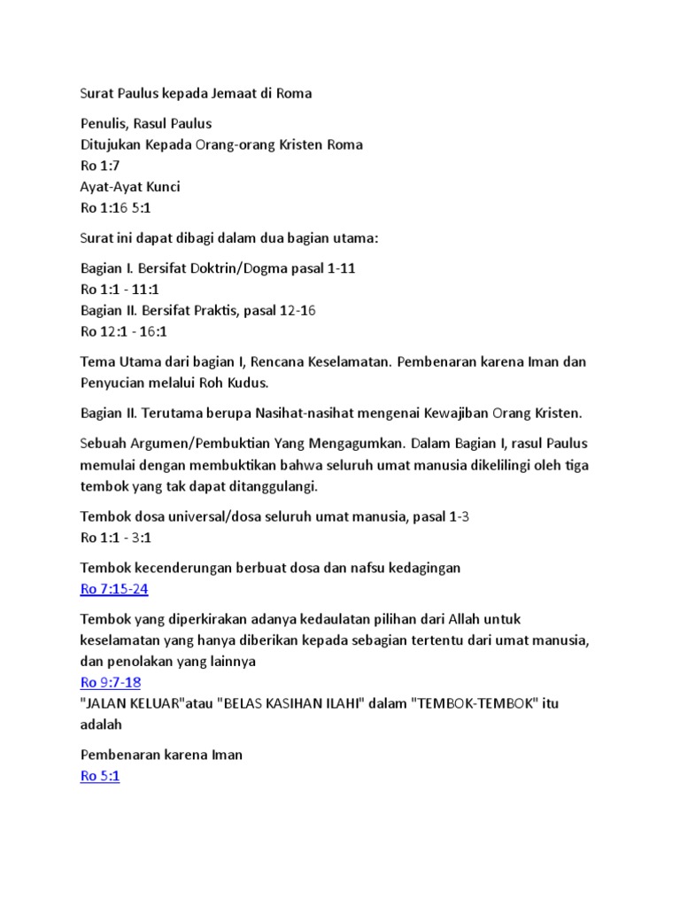 Surat Paulus Kepada Jemaat Di Roma | PDF