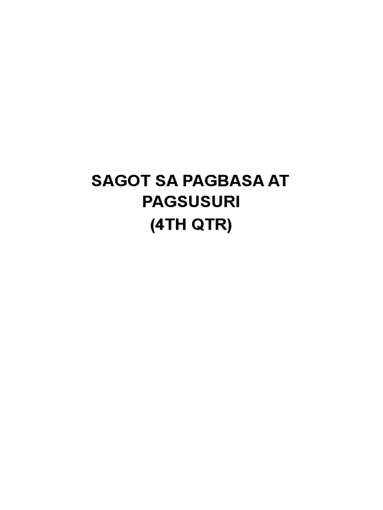 Pagbasa at Pagsusuri (4th QTR.) | PDF