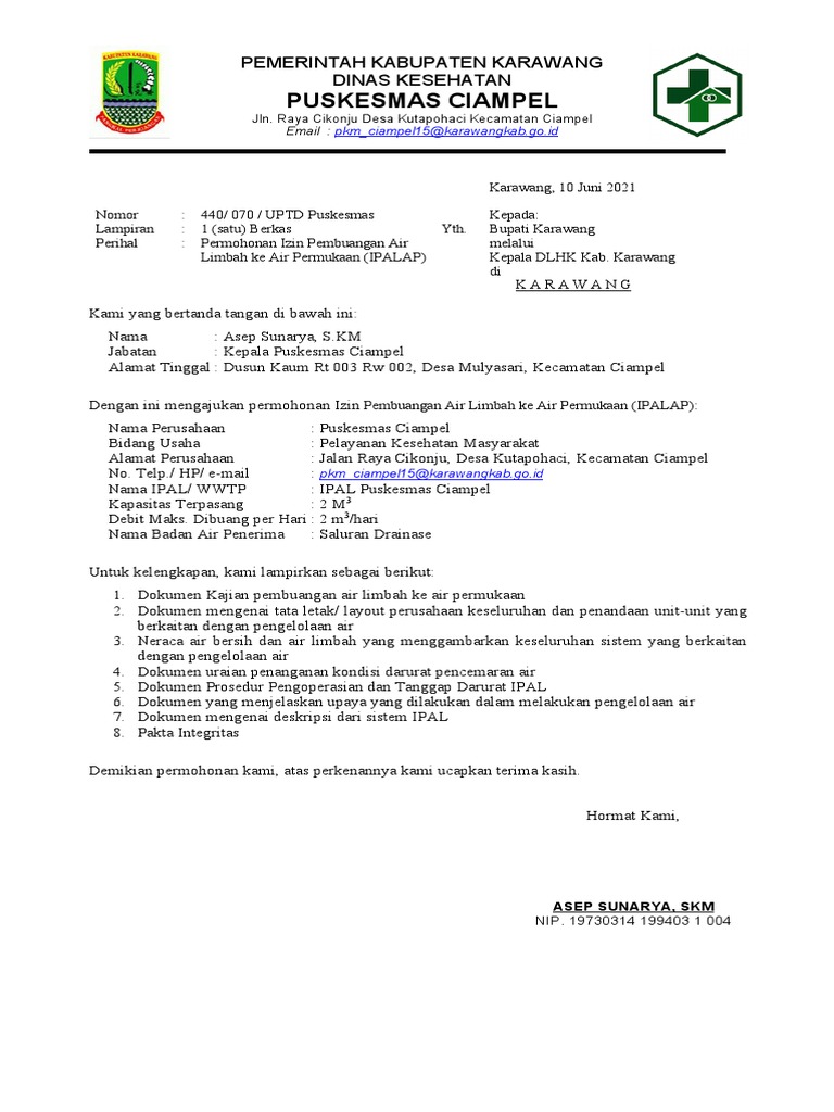 Contoh Surat Permohonan Ipal | PDF