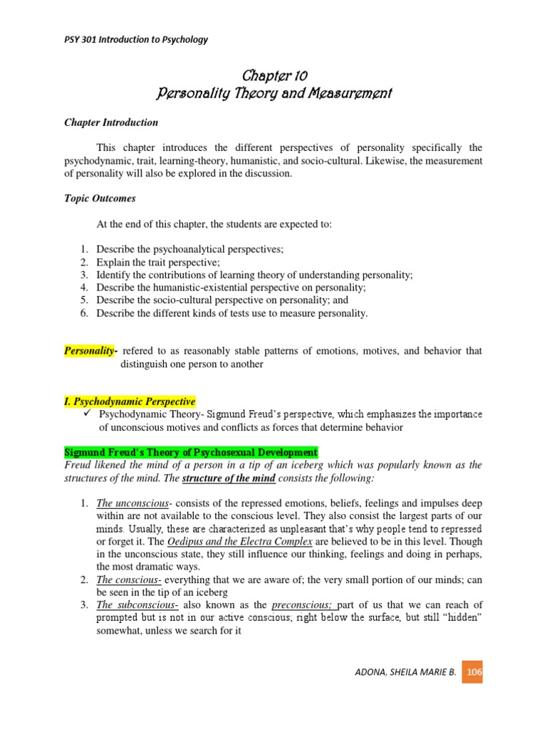 Overview of Personality Theories | PDF | Id | Extraversion And Introversion
