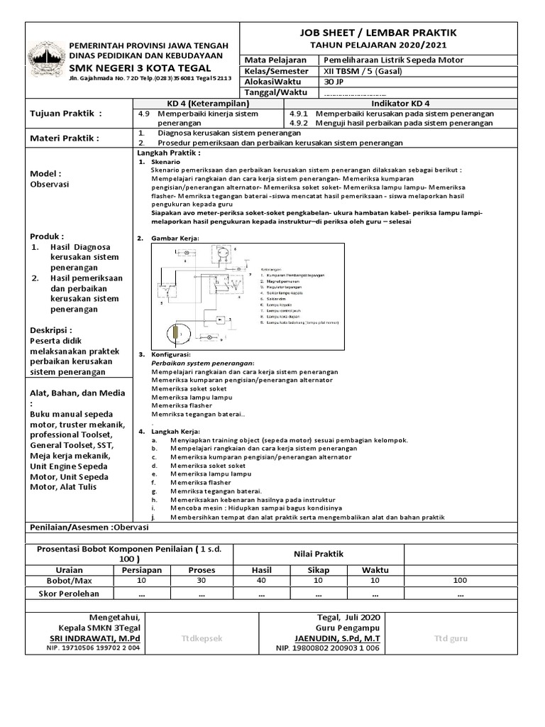 JOB SHEET Memperbaiki Kinerja Sistem Penerangan | PDF