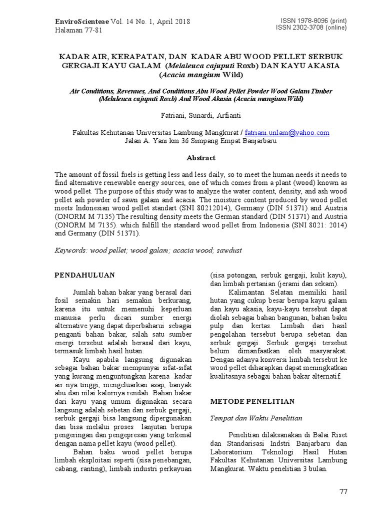Kadar Air dan Kerapatan Wood Pellet Kayu | PDF