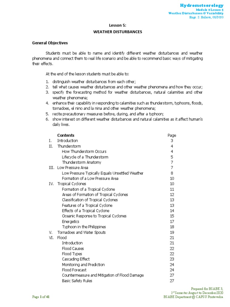 Module 2 Lesson 5 Weather Disturbances and Variability | PDF ...