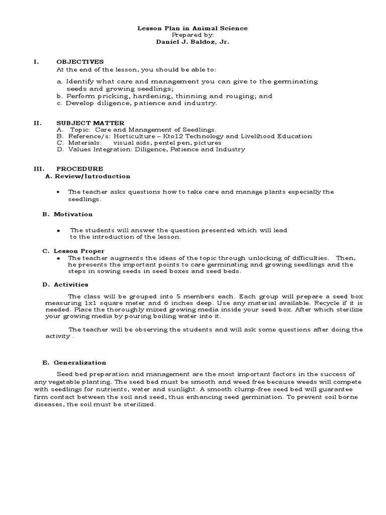 Lesson Plan in Animal Science Daniel J. Baldoz, JR | PDF | Sheep | Goat