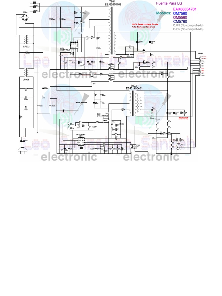 LG Om7560 Om5560 cm5760 cj45 cj65 Eax66854701 Smps Schematic | PDF