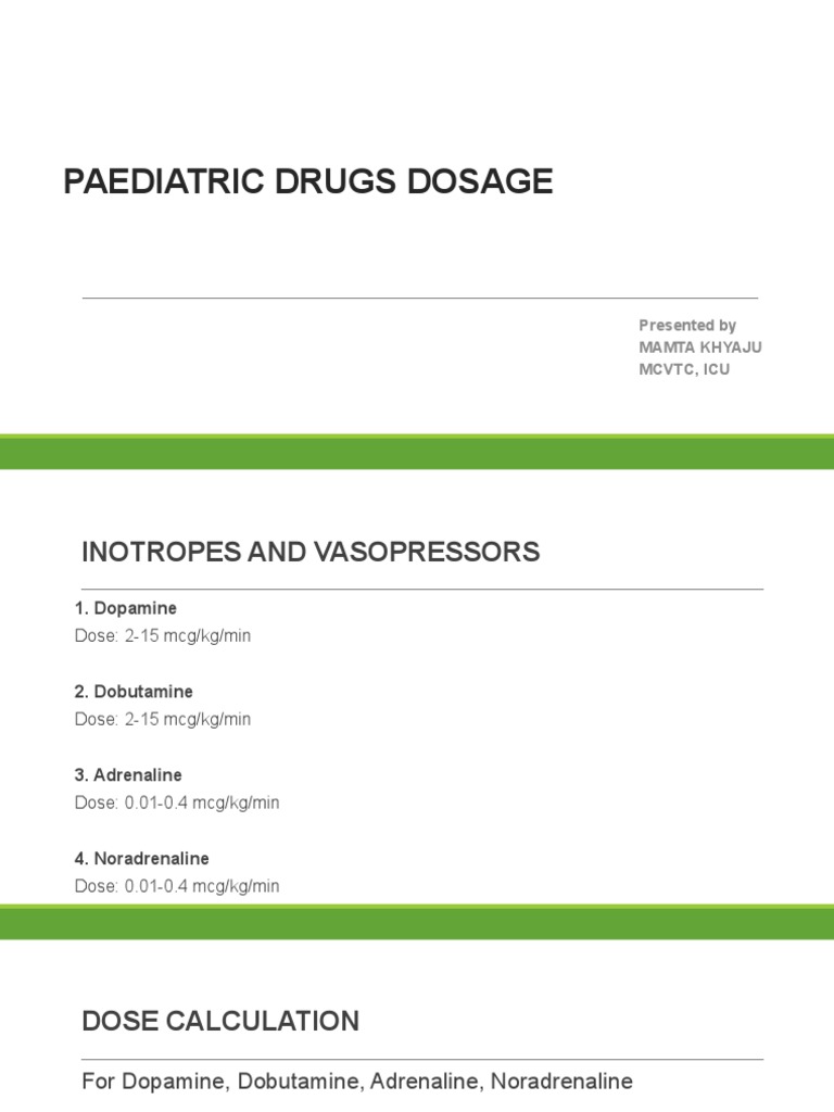 Paediatric Drug Dosage | PDF | Dose (Biochemistry) | Chemistry
