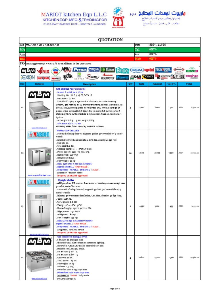 Grill Quotation | PDF | Refrigerator | Thermostat