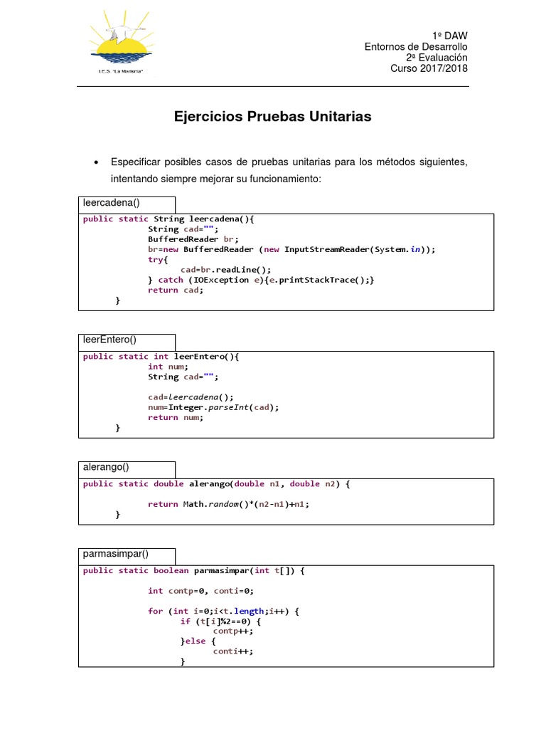 Ejercicios Pruebas Unitarias | PDF | Programación de computadoras ...