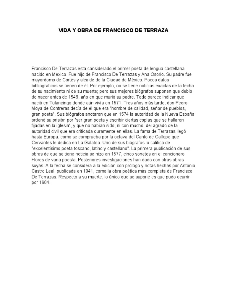 Vida y Obra de Francisco de Terraza | PDF