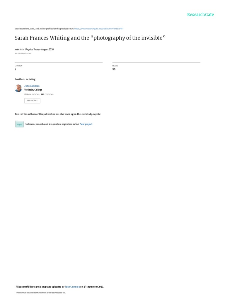 Sarah Frances Whiting and The "Photography of The Invisible" | PDF | X ...