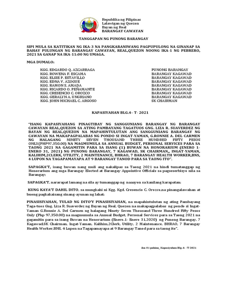 Resolution - 4-2021-Honorarium (Enero 2021) | PDF