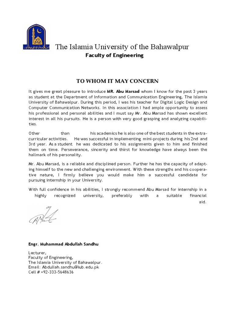 Abu Marsad - Ref Letter F | PDF