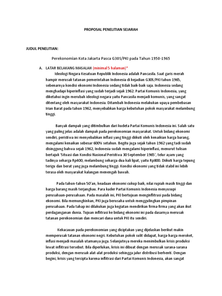 Sistematika Proposal Penelitian Sejarah | PDF