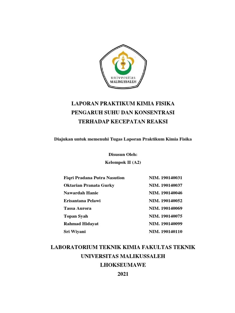 Pengaruh Suhu Dan Konsentrasi - Kel 2 - A2 - KIMFIS | PDF