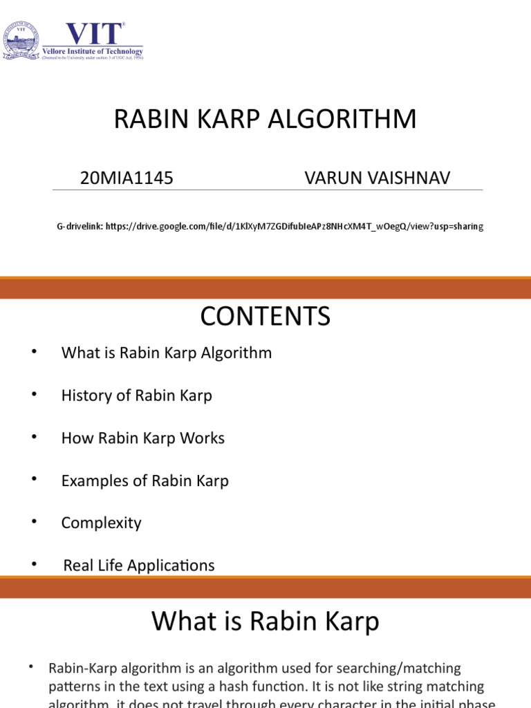 Rabin Karp Algorithm: 20mia1145 Varun Vaishnav | PDF | Computer Programming | Computer Science