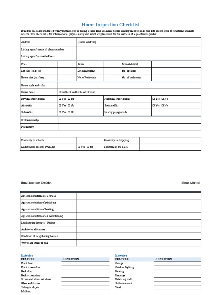 Home Inspection Checklist | PDF | Bathroom | Basement