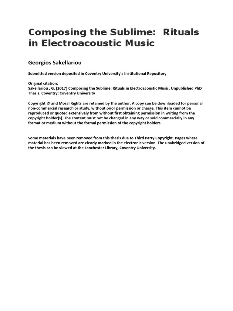 Composing The Sublime Rituals in Electroacoustic Music | PDF | Rudolf ...