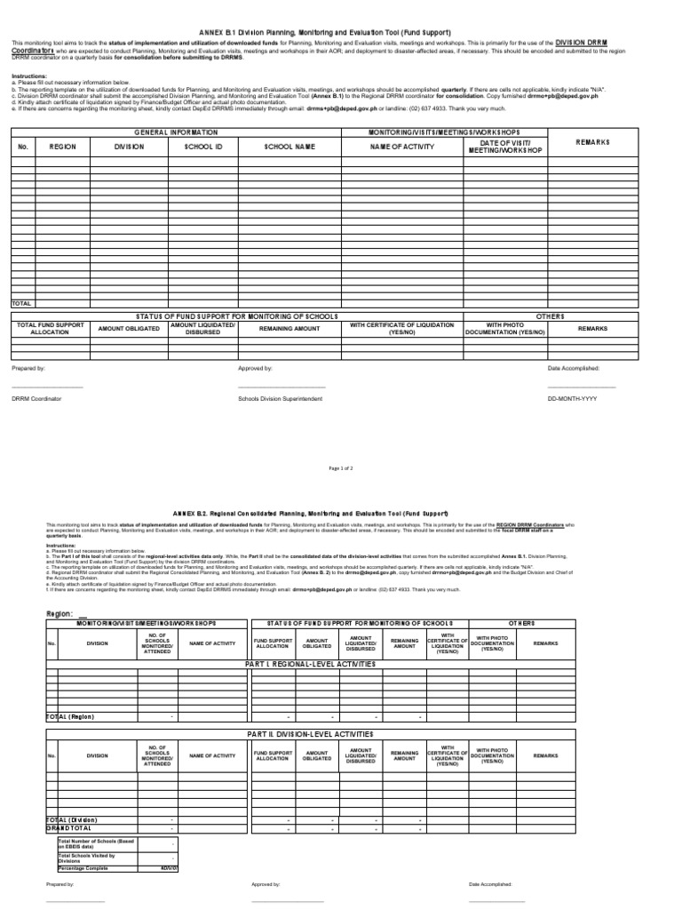 Annex B.1 - Annex B.2 PSF Monitoring Template - 20210526 3 | PDF ...