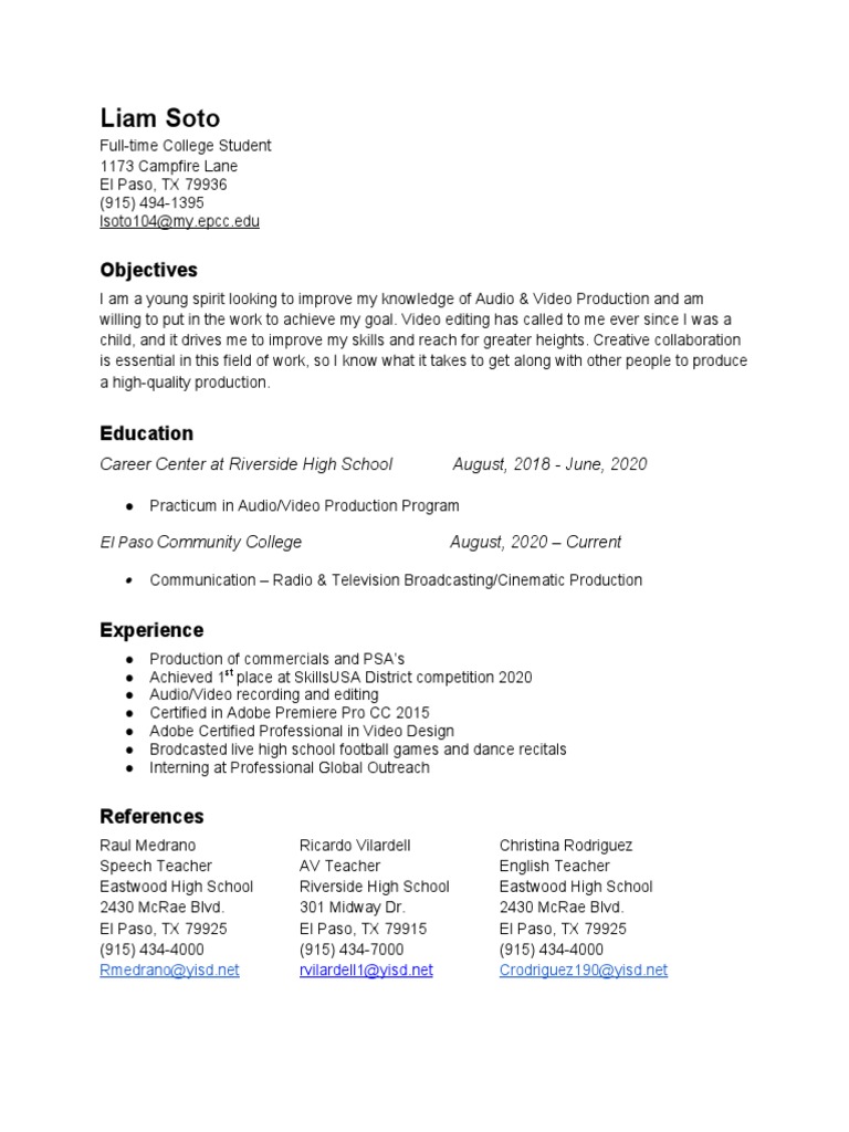 Liam Soto - 2021 Resume | PDF | Career & Growth | Business