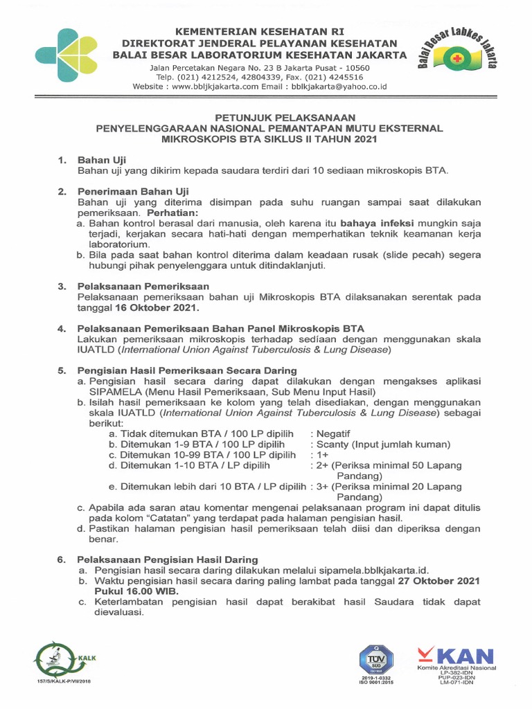 Juklak Mikrobiologi - Mikroskopis BTA | PDF