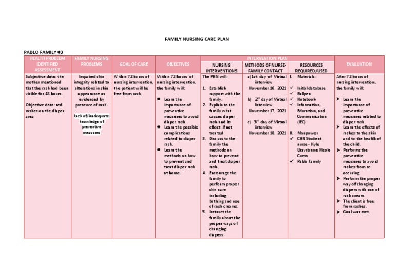 Family Nursing Care Plan #3 | PDF | Nursing | Health Care