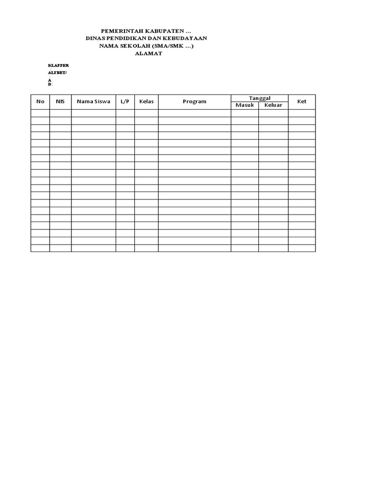 Buku Klapper Siswa Sma-Smk | PDF