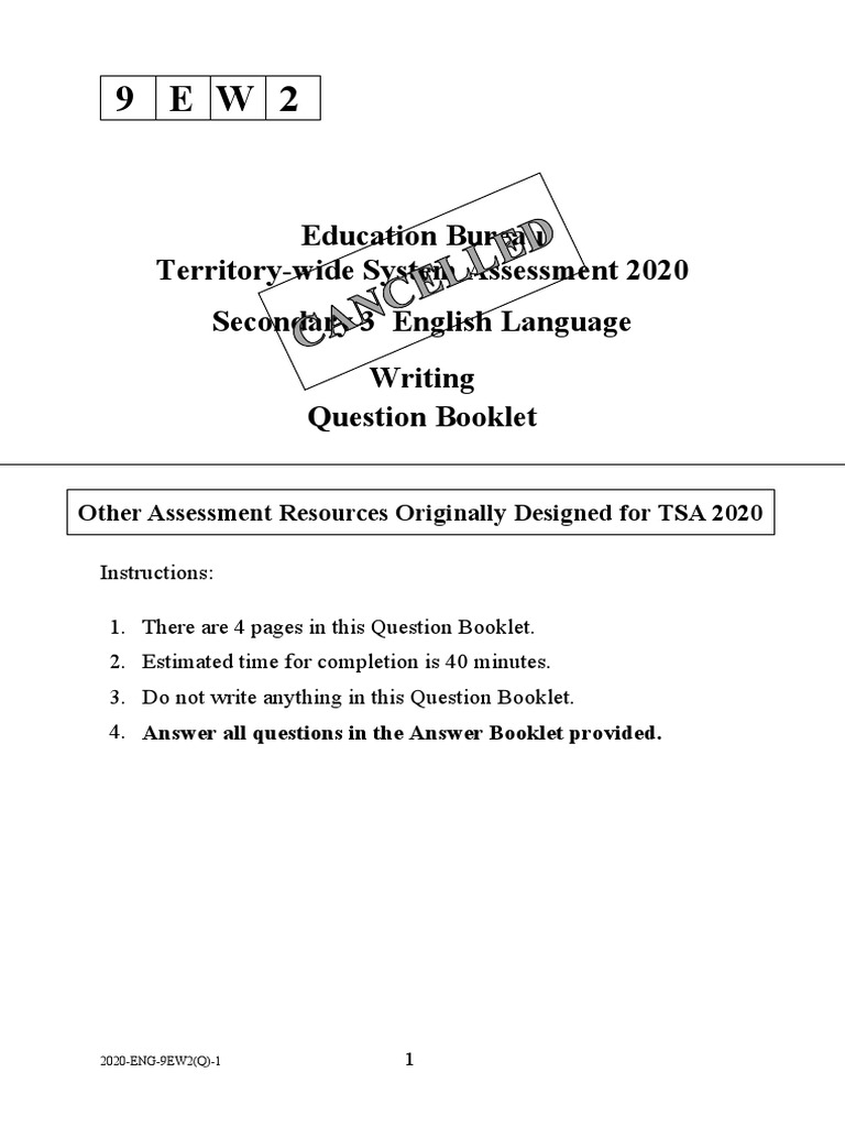 HK TSA Form 3 Writing Paper 22020 - 9EW2 - QB | PDF