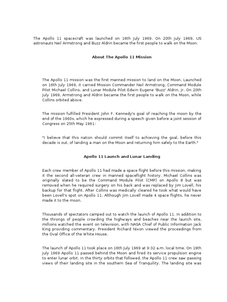Apollo 11 Reading+Questions | Download Free PDF | Apollo 11 | Apollo ...