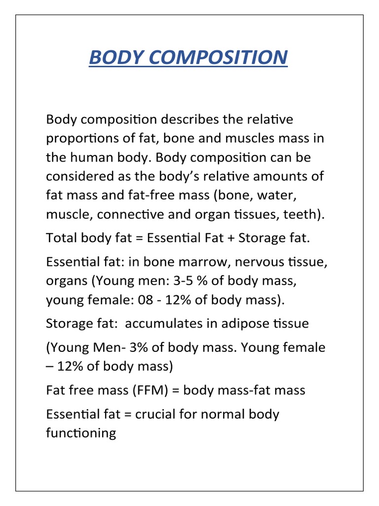 Body Composition | PDF | Adipose Tissue | Breathing