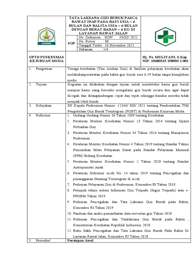 Sop 4 - Tata-Laksana-Gizi-Buruk-Pasca-Rawat-Inap | PDF