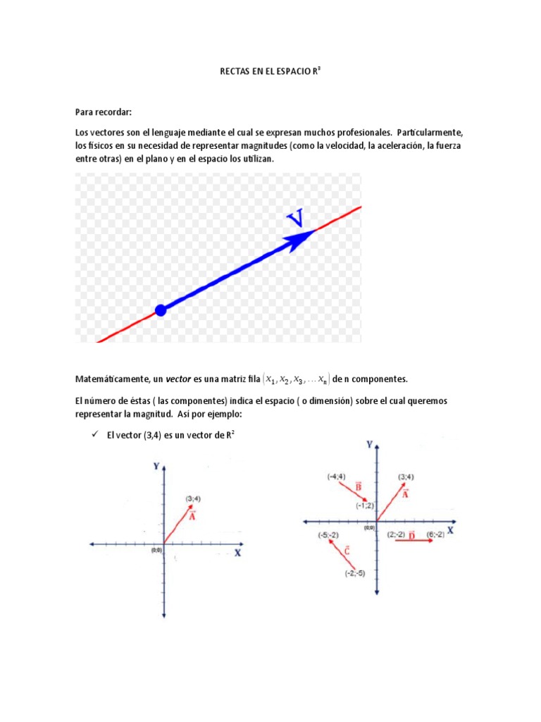 Rectas en El Espacio R3 | PDF | Vector Euclidiano | Matriz (Matemáticas)