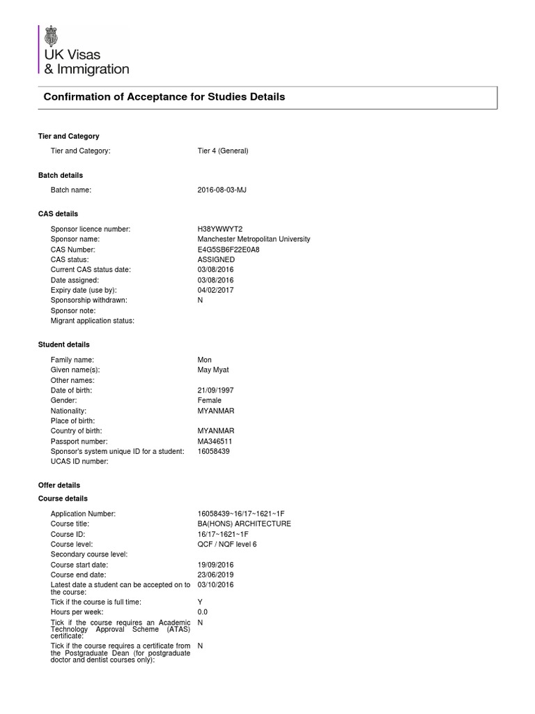 Confirmation of Acceptance For Studies Details: Tier and Category | PDF ...