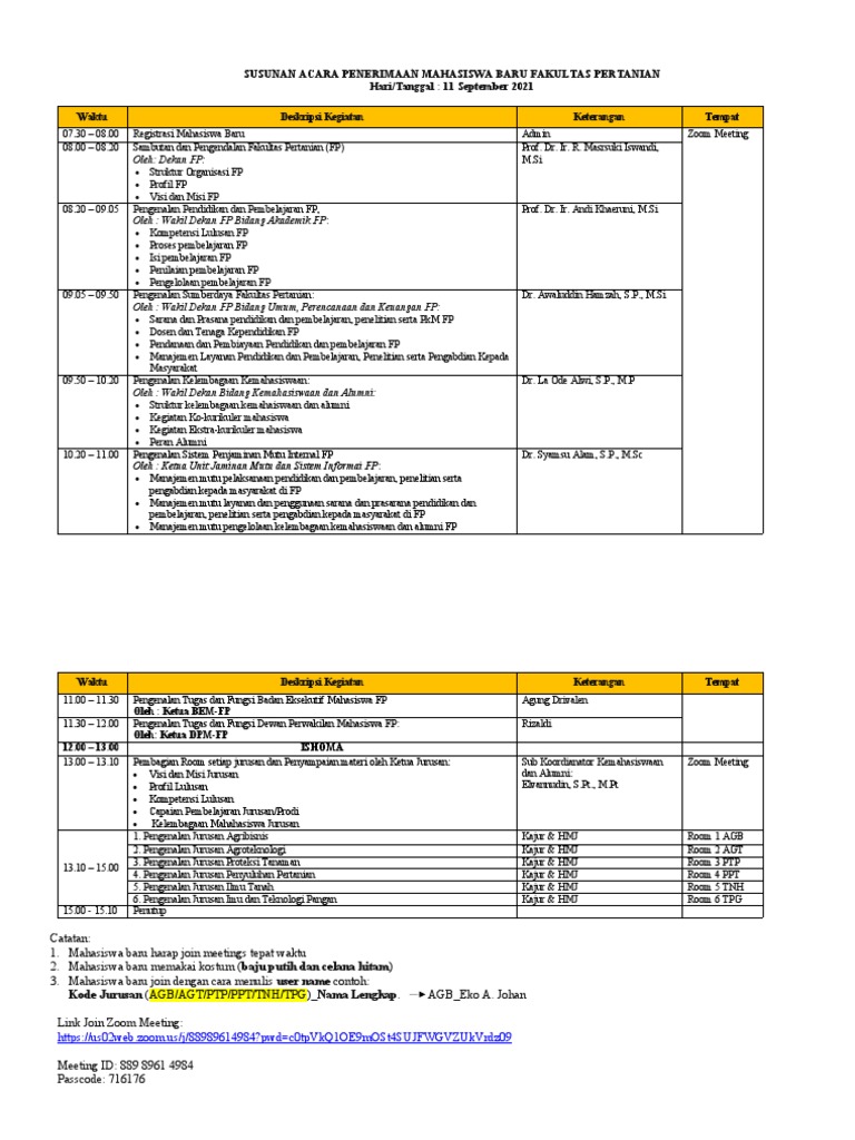 Susunan Acara Penyambutan Maba 2021 Ok | PDF