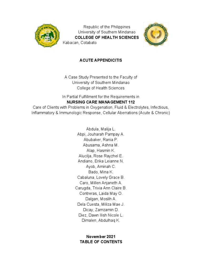 Acute Appendicitis Case Study | Download Free PDF | Stomach | Pancreas