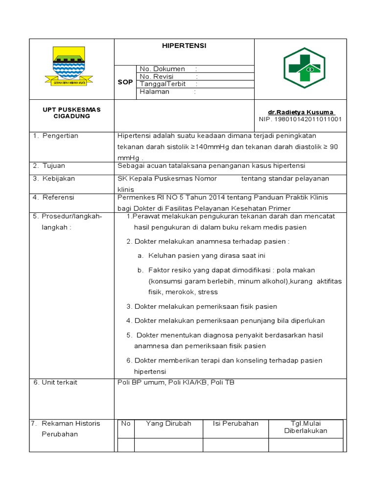 Sop Hipertensi | PDF | Kesehatan Holistik