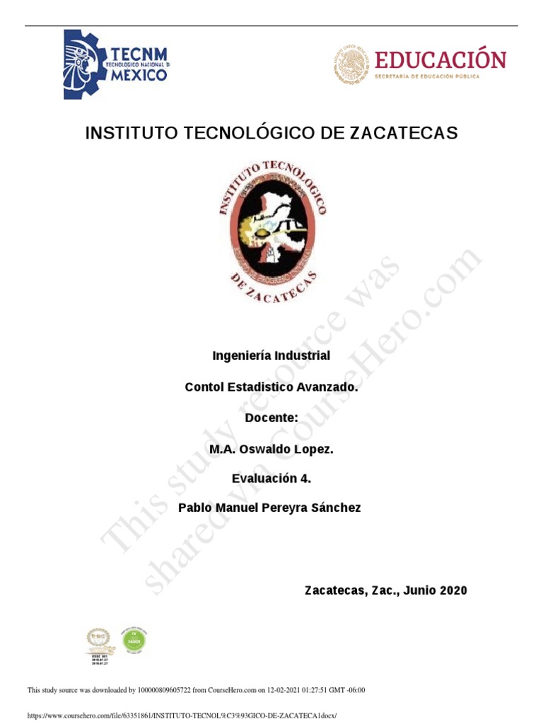 Instituto Tecnol Gico de Zacateca1 | PDF | Análisis de variación | Science