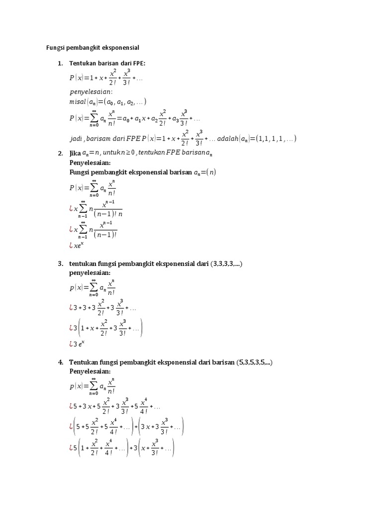 Contoh Soal Fungsi Pembangkit Eksponensial | PDF