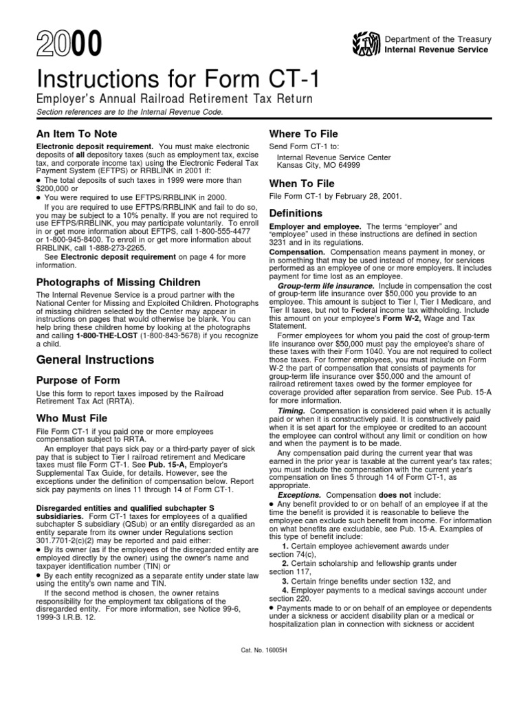 CT-1 Instructions for Railroad Taxes | PDF | Employee Benefits ...