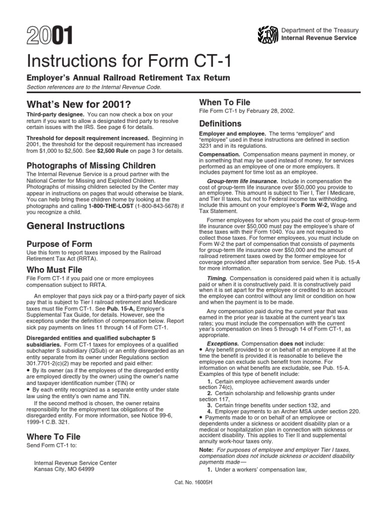 Instructions For Form CT-1: Pager/Sgml | PDF | Irs Tax Forms | Income ...