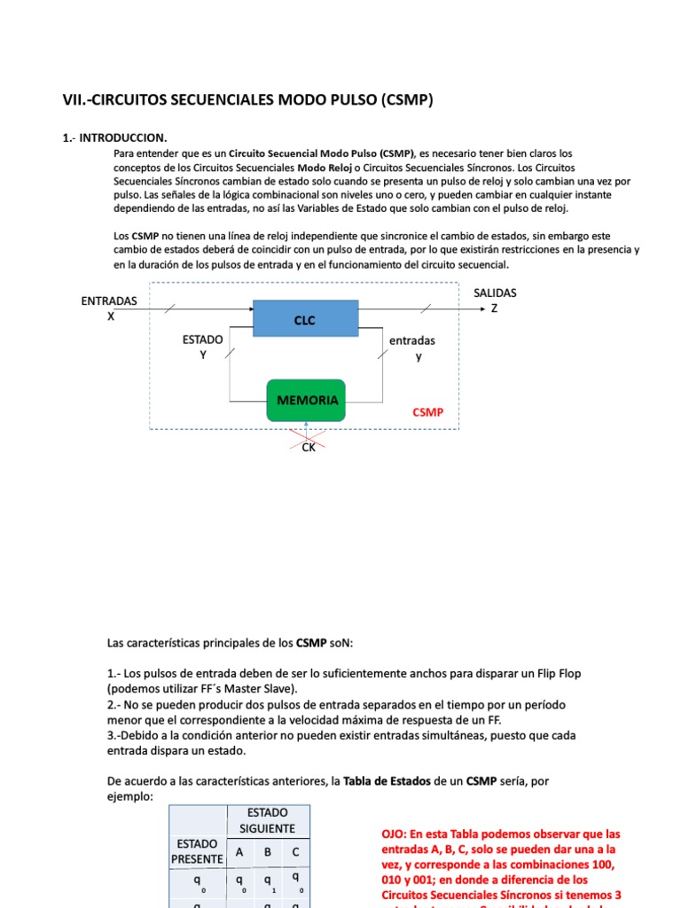 Vii-Circuitos Secuenciales Modo Pulso Reducido Primera Parte | PDF | Ciencias de la Computación ...