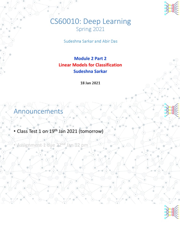 CS60010: Deep Learning: Spring 2021 | PDF | Statistical Theory | Applied Mathematics