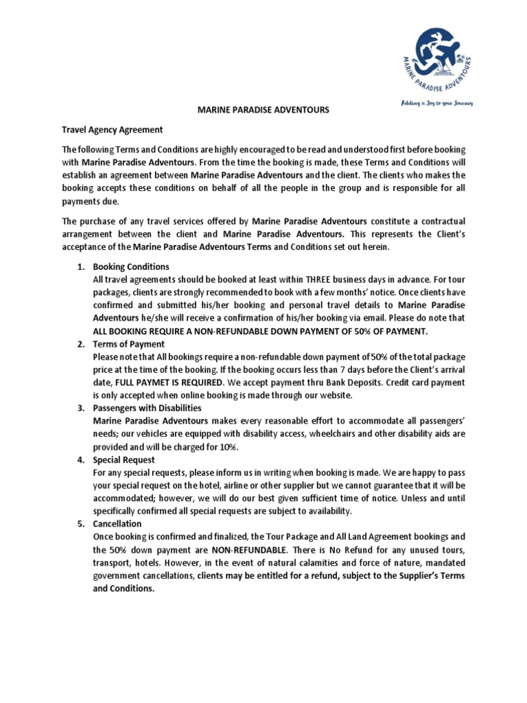 Tour Package Terms and Conditions PDF | PDF | Payments | Credit Card