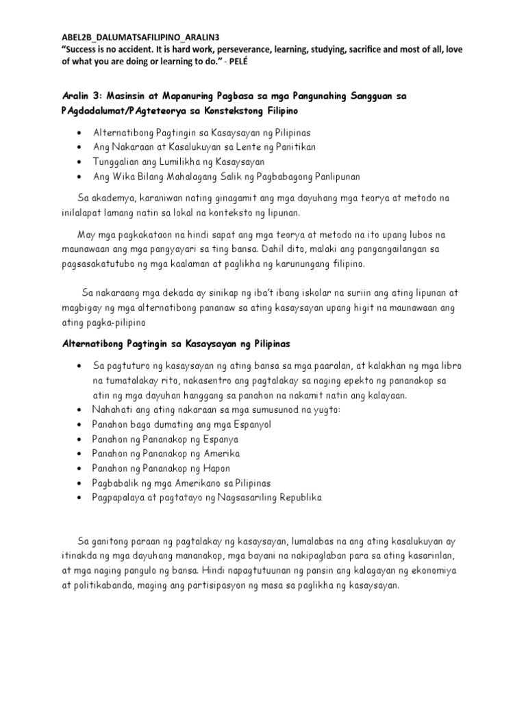 Dalumat Reviewer Aralin-3 | PDF