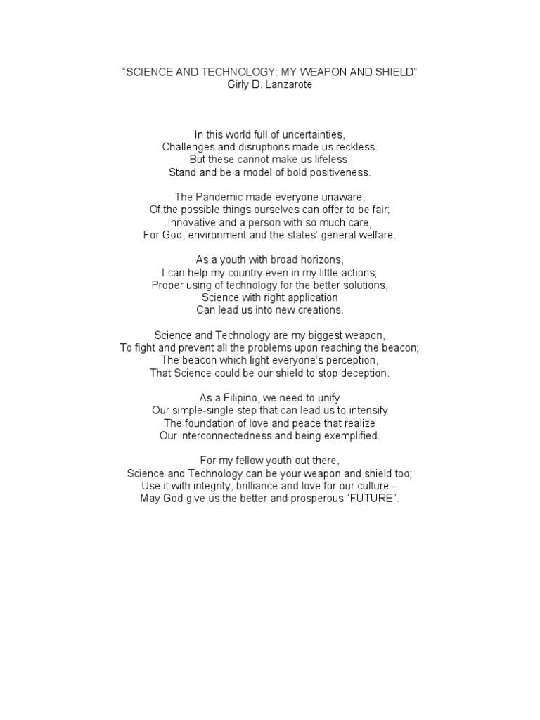 Science and Technology - Poem | PDF