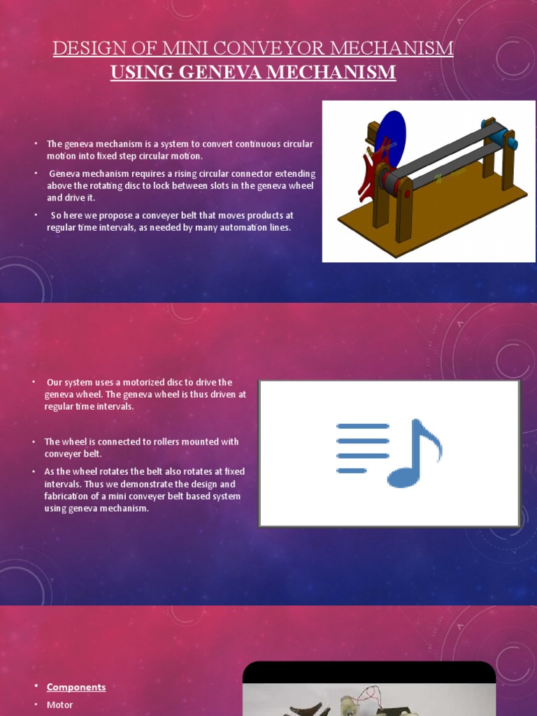 Design of Mini Conveyor Mechanism Using Geneva Mechanism | PDF