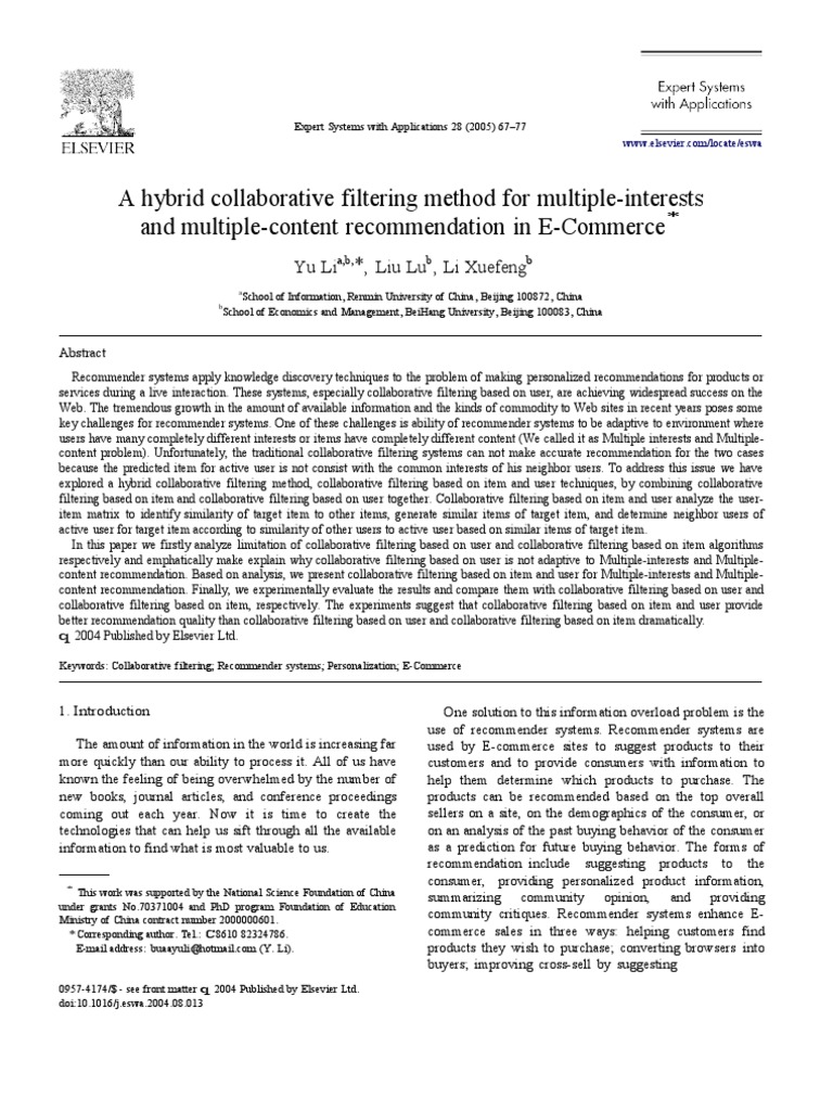 A Hybrid Collaborative Filtering Method For Multiple-Interests and ...
