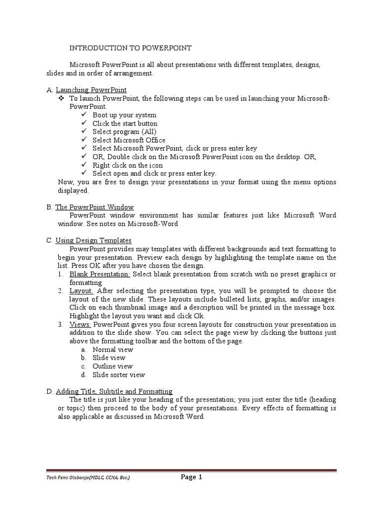 Introduction To Powerpoint | PDF | Microsoft Power Point | Page Layout